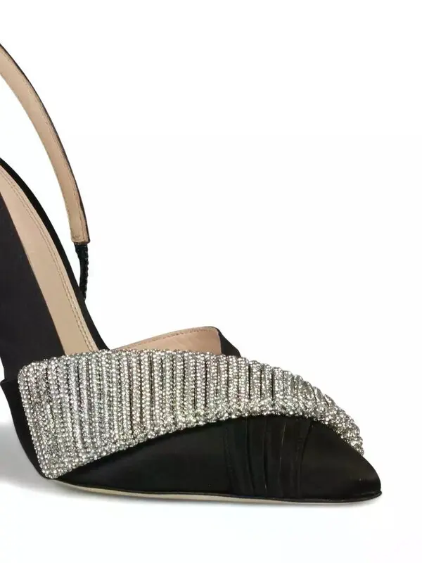 HIBOURAMA 100mm Crystal-embellished Slingback Pumps