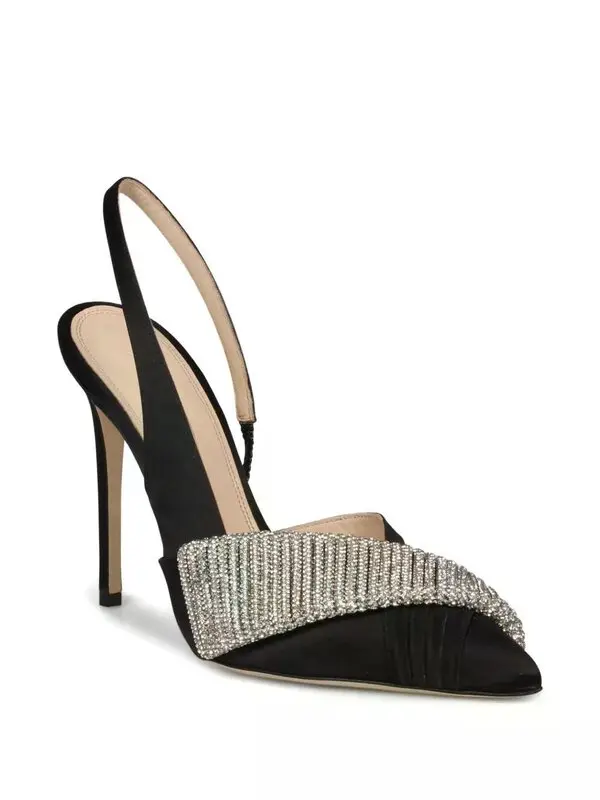 HIBOURAMA 100mm Crystal-embellished Slingback Pumps