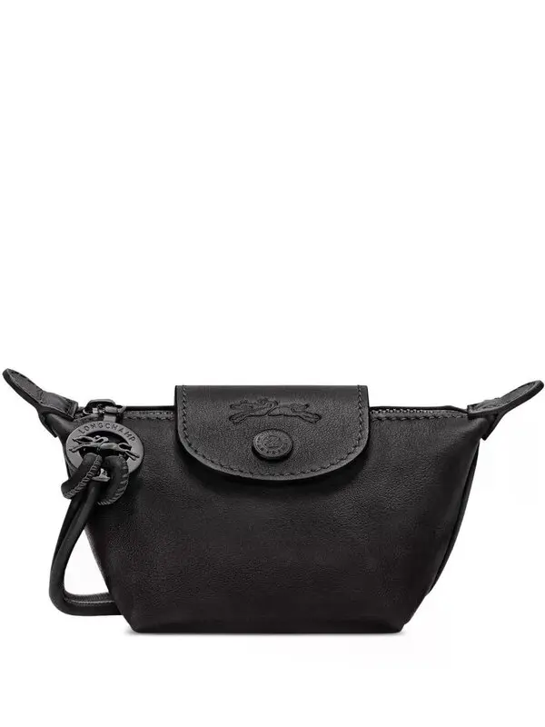Longchamp Embossed Leather Pouch - Black