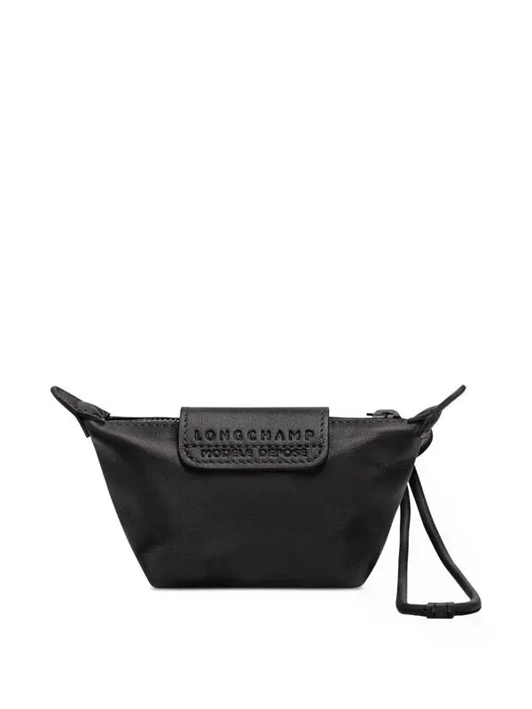 Longchamp Embossed Leather Pouch - Black