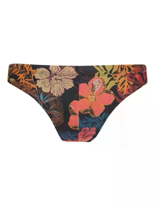 AMIR SLAMA Floral-print Swim Briefs - Black