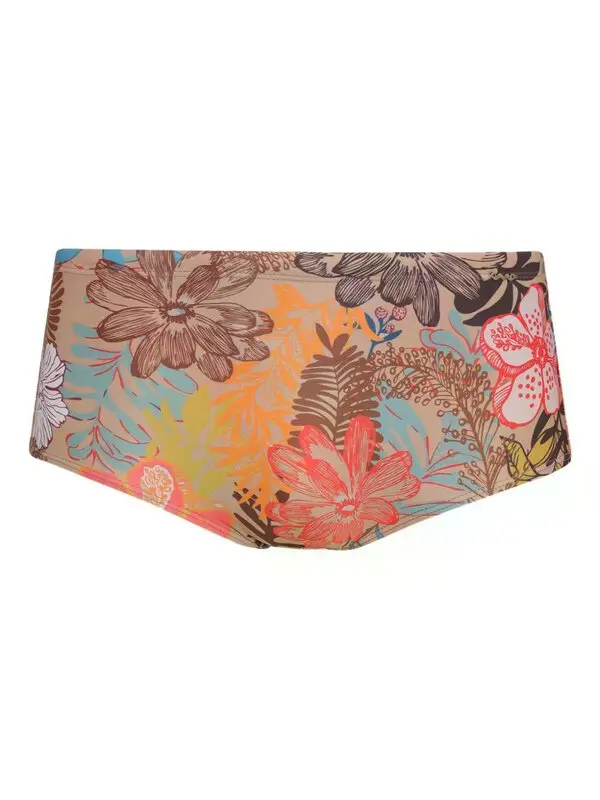 AMIR SLAMA Floral-print Swim Briefs - Brown