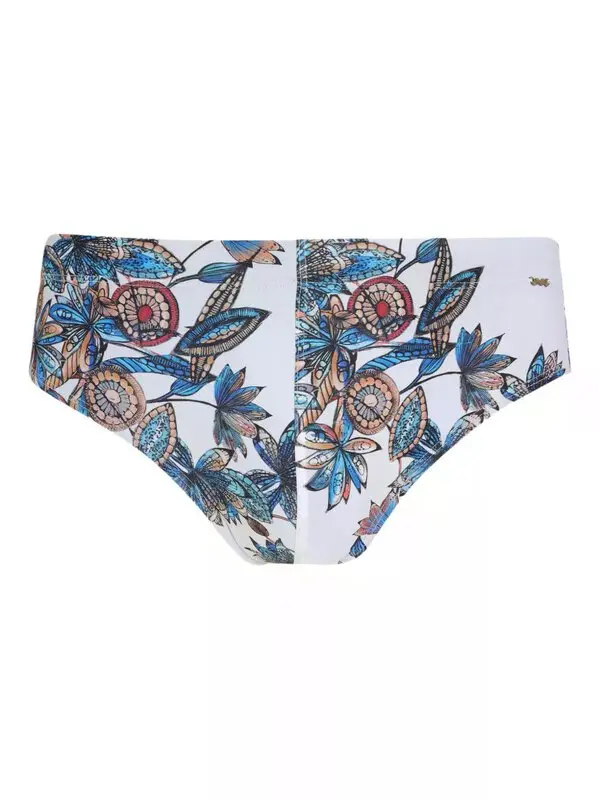 AMIR SLAMA Floral-print Swim Briefs - White