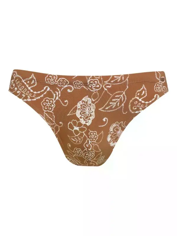 AMIR SLAMA Floral-print Swim Briefs - Brown
