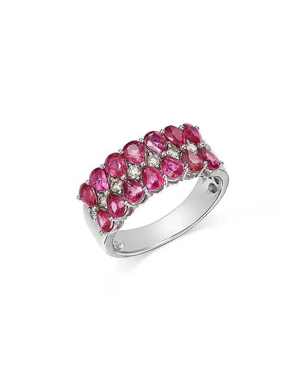 Bloomingdale'S Ruby And Champagne Diamond Ring In 14k White Gold - Pink/white