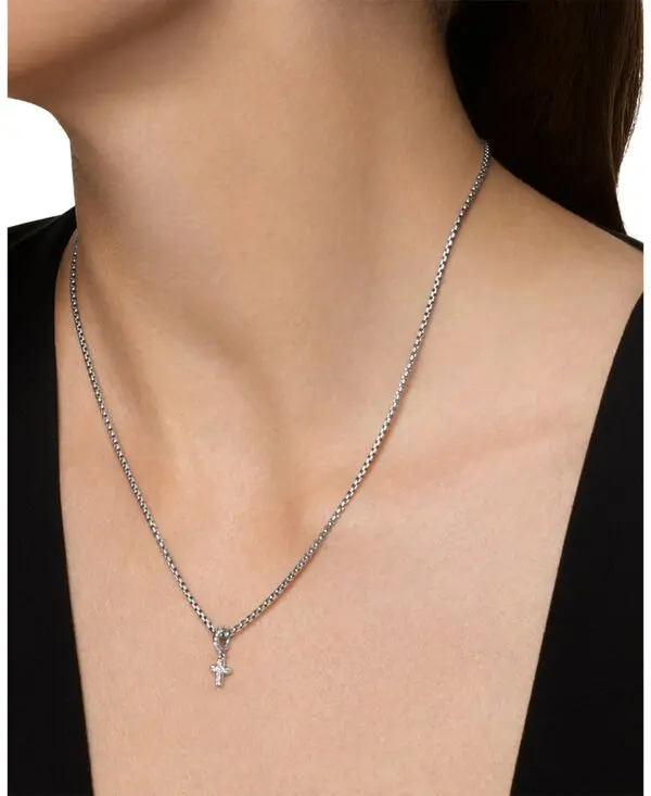 David Yurman Sterling Silver And Diamond Cross Amulet