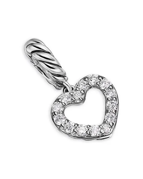 David Yurman Micro Pave Open Heart Amulet, 6.8mm - White