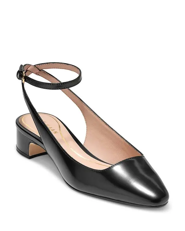 Cole Haan Paden Ankle Strap Pumps - Black Box Leather