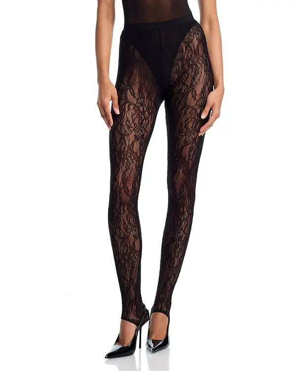 Wardrobe.NYC Lace Tights - Black