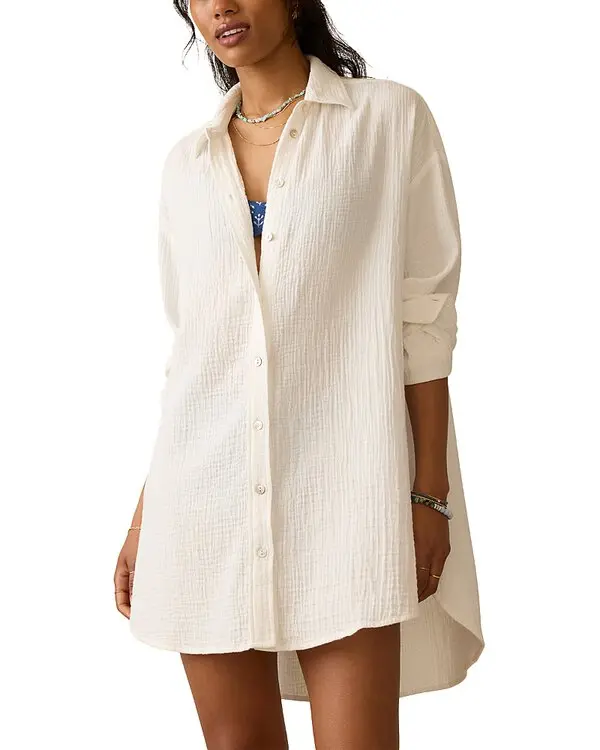 Faherty Brand Dune Cotton Gauze Shirt Dress In White - 67% Off |  Editorialist