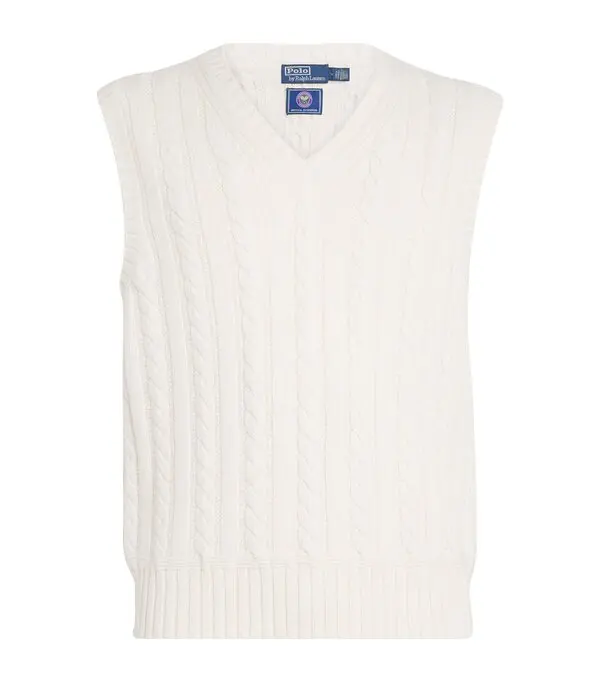 Rlx Ralph Lauren Wimbledon Cashmere-cotton-linen Sweater Vest - White