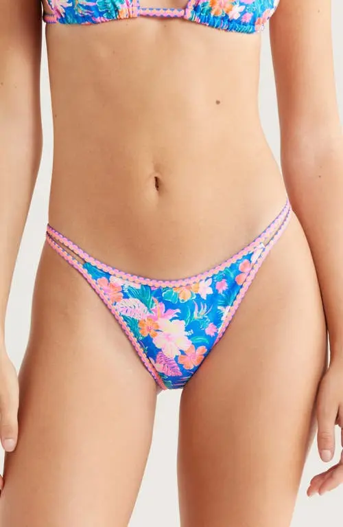 KULANI KINIS Strappy Cheeky Bikini Bottoms - Electric Palms