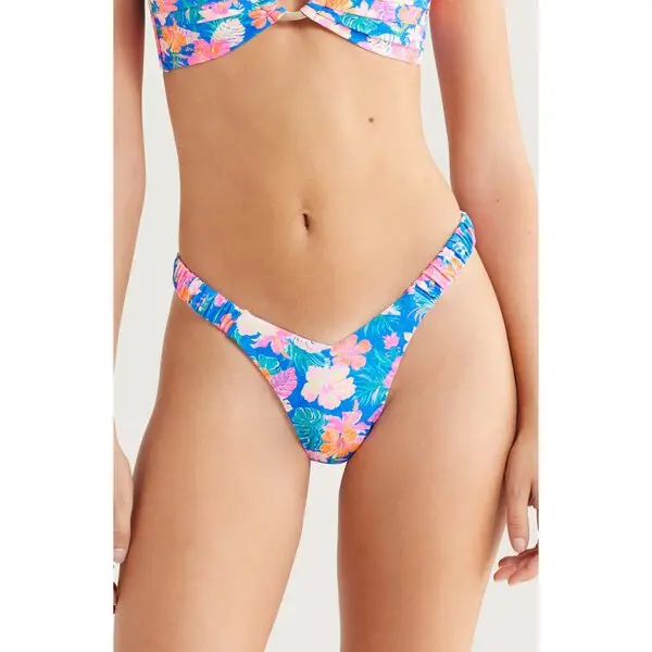 KULANI KINIS Retro Y Thong Bikini Bottoms - Electric Palms