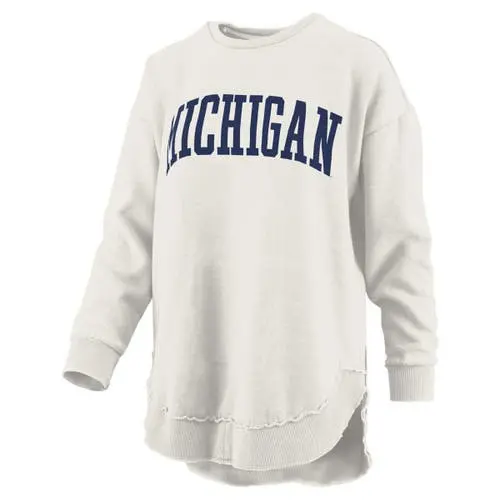 PRESSBOX Michigan Wolverines Melange Fleece Poncho Pullover Sweatshirt - Oatmeal