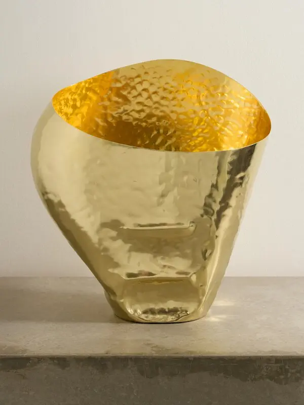 TOM DIXON Bash Hammered-brass Vase - Gold
