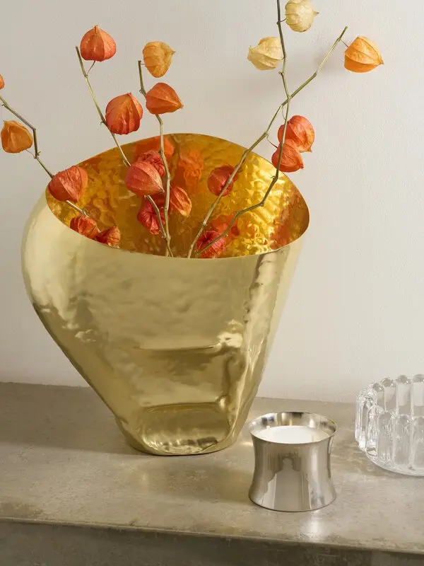 TOM DIXON Bash Hammered-brass Vase