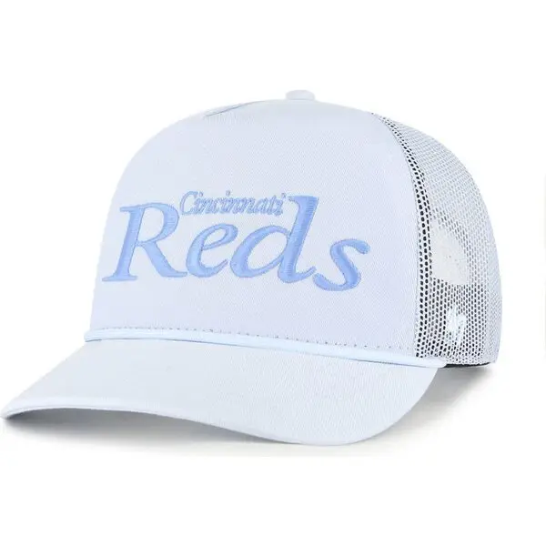 '47 Cincinnati Reds Foundation Script Hitch Adjustable Trucker Hat - Light Blue