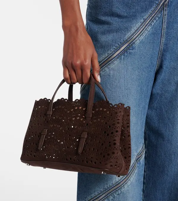 Alaïa Mina 25 Vienne Wave Small Suede Tote Bag