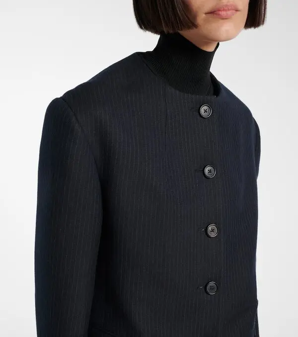 Khaite Jameson Pinstripe Wool-blend Jacket - Blue