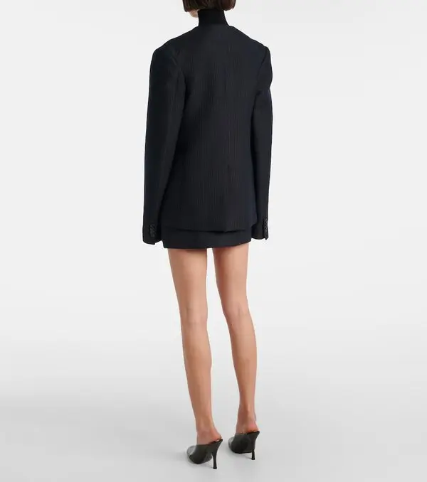 Khaite Jameson Pinstripe Wool-blend Jacket - Blue