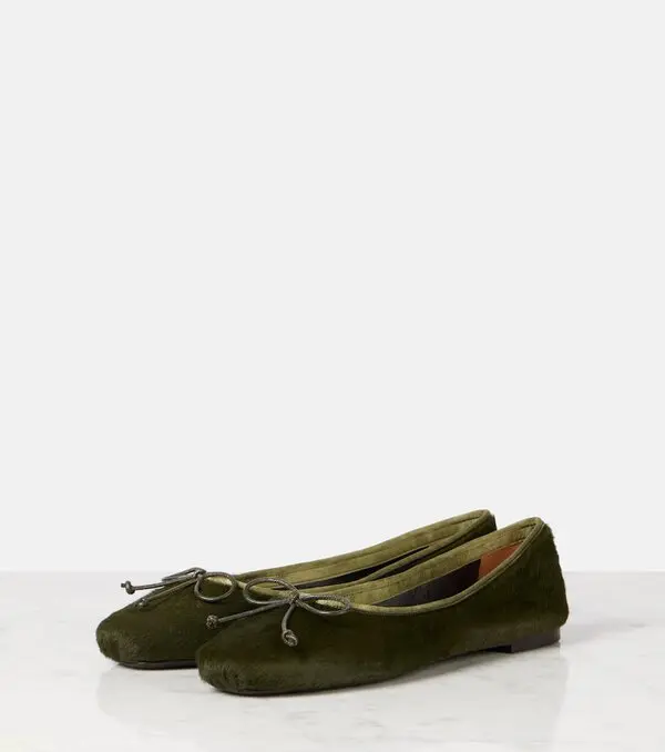 Khaite Charlotte Calf Hair Ballet Flats - Green