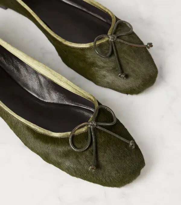 Khaite Charlotte Calf Hair Ballet Flats - Green