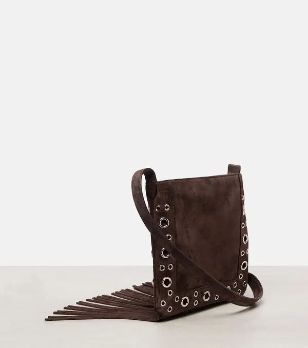 Valentino Garavani Nellcôte Small Fringed Shoulder Bag - Brown