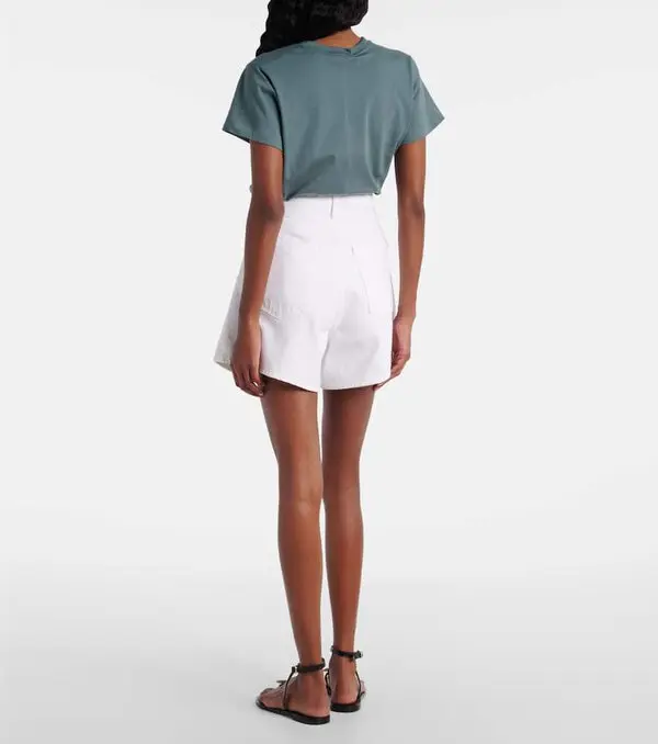 AGOLDE Rhoda Pleated High-rise Denim Shorts - White