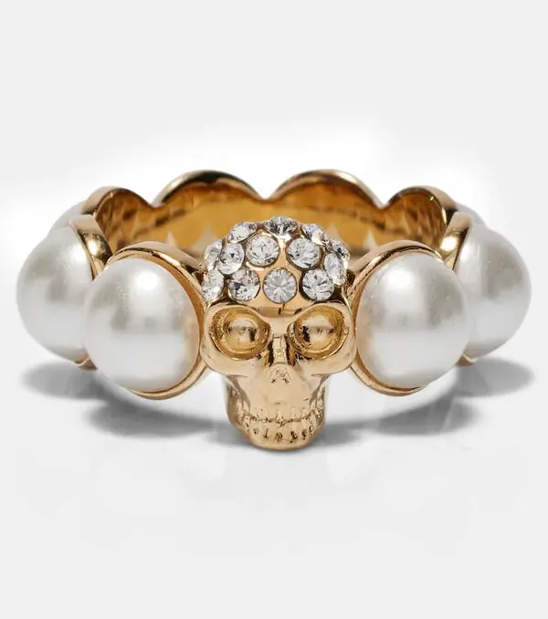 Alexander McQueen Skull Embellished Ring - Gold