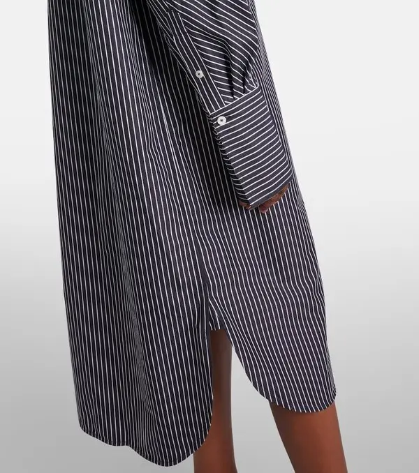 TOTEME Striped Cotton Poplin Shirt Dress - Black