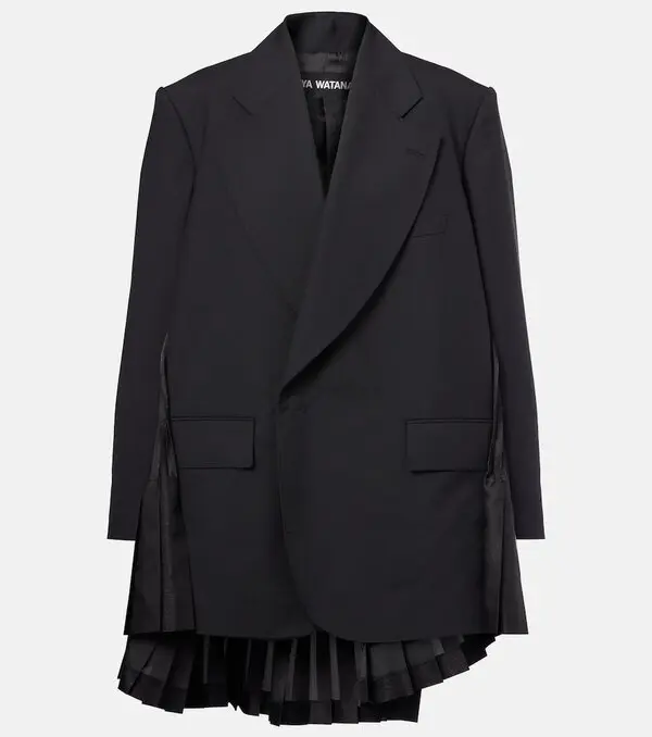 Junya Watanabe Pleated Wool Blazer Dress - Black