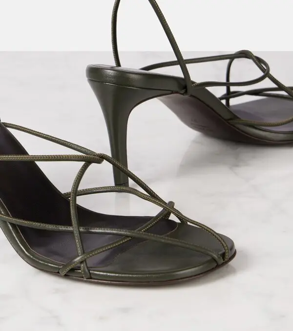 Khaite Loulou 75 Leather Sandals - Green