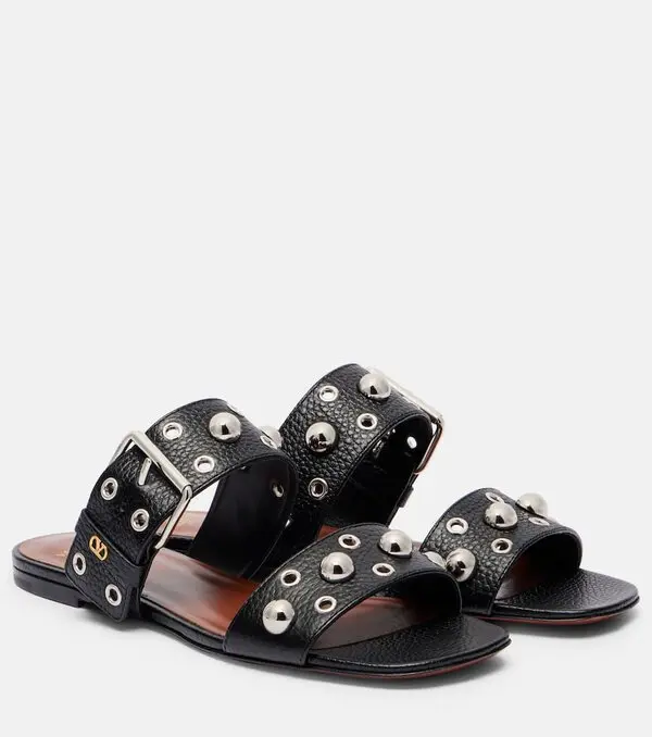 Valentino Garavani Nellcôte Studded Leather Sandals - Black
