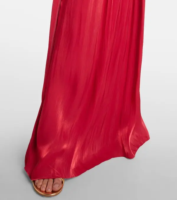 Costarellos Charmain Ruffled Georgette Lamé Gown - Red