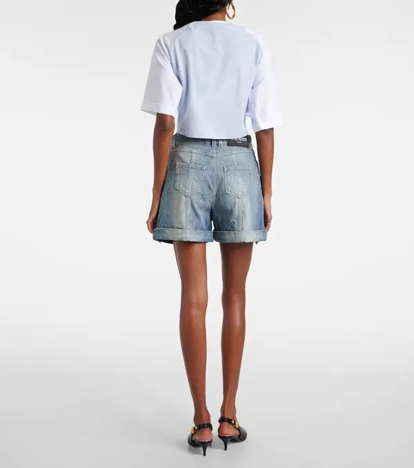 Balmain Patterned Denim Shorts