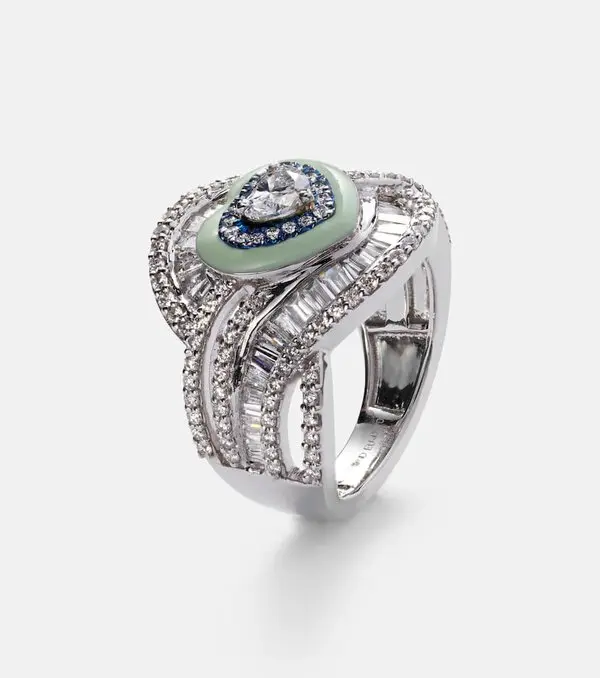 KAMYEN 18kt White Gold And Titanium Ring With Diamonds