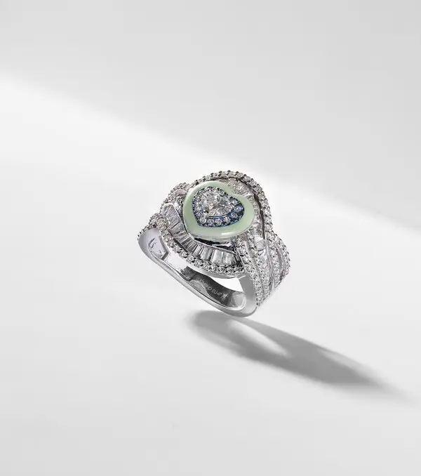 KAMYEN 18kt White Gold And Titanium Ring With Diamonds