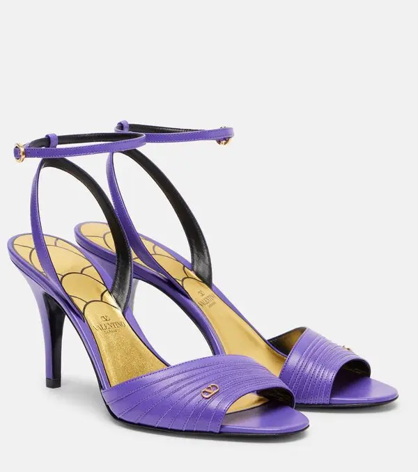 Valentino Garavani Ladycrush 85 Leather Sandals - Purple