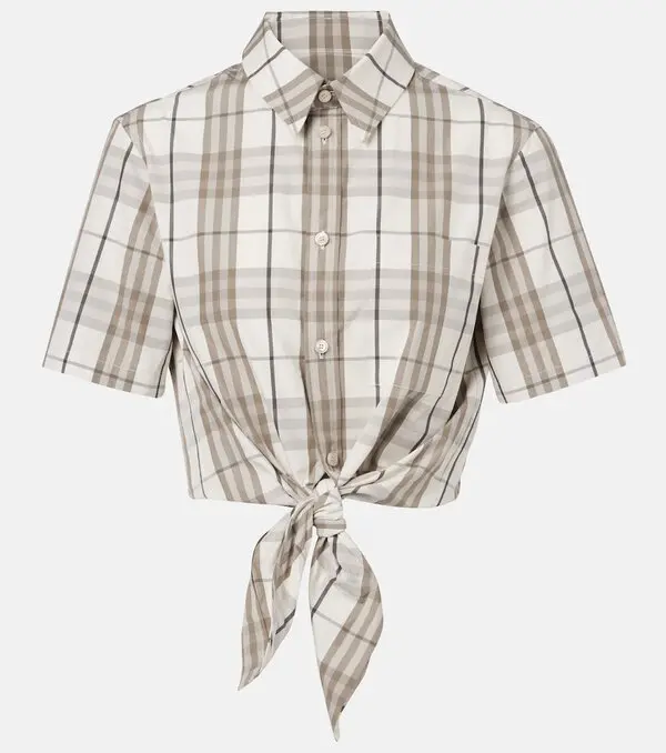 Burberry Checked Cotton Shirt - Neutrals
