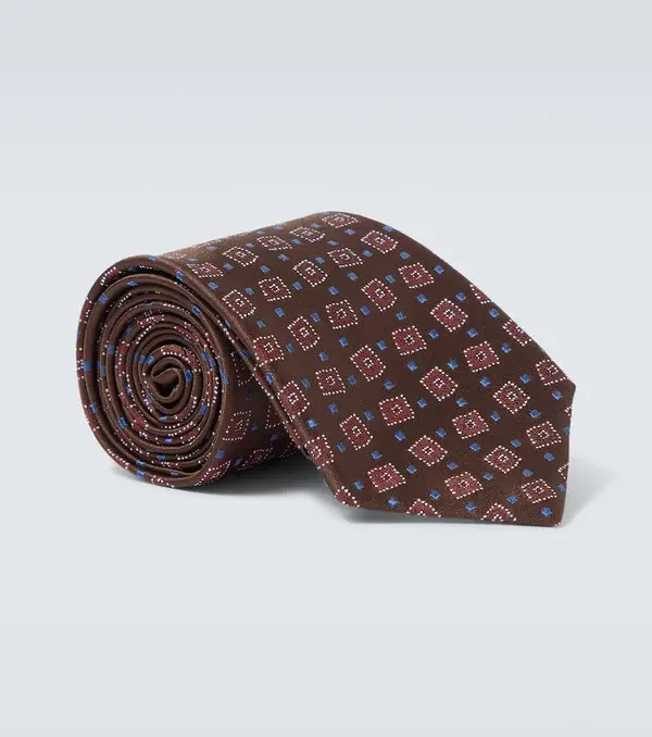 Charvet Silk Jacquard Neck Tie - Brown