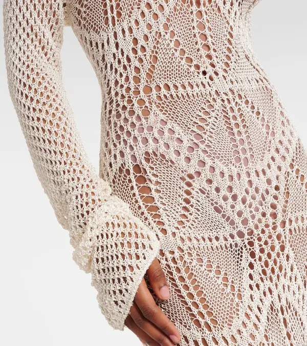 Stella McCartney Fringed Crochet Maxi Dress - White