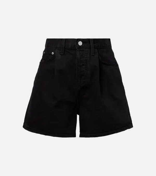 AGOLDE Rhoda Pleated High-rise Denim Shorts - Black