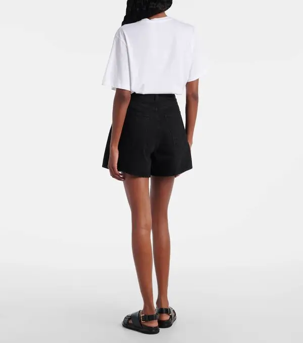 AGOLDE Rhoda Pleated High-rise Denim Shorts - Black