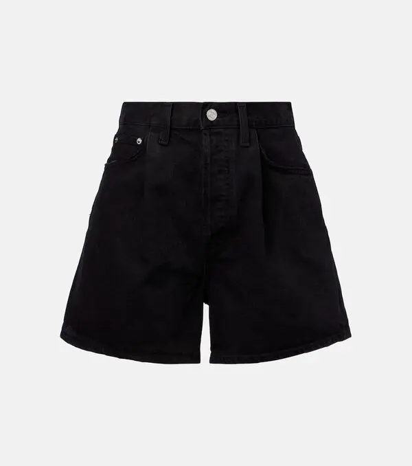 AGOLDE Rhoda Pleated High-rise Denim Shorts - Black