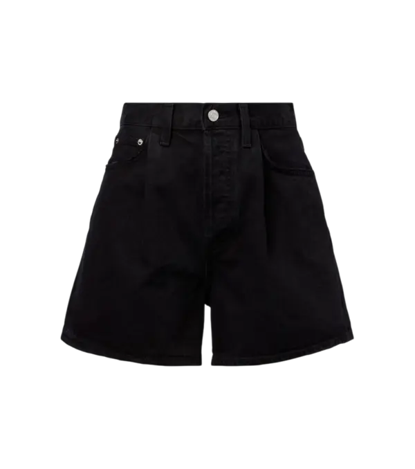AGOLDE Rhoda Pleated High-rise Denim Shorts - Black