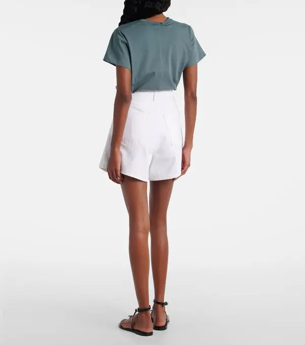 AGOLDE Rhoda High-rise Pleated Denim Shorts - White