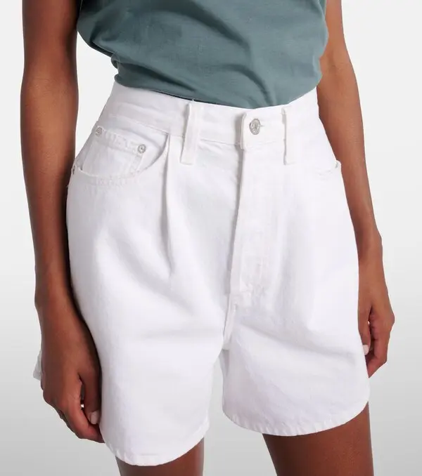 AGOLDE Rhoda High-rise Pleated Denim Shorts - White