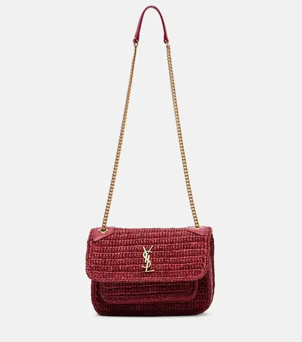 Saint Laurent Niki Mini Raffia Shoulder Bag - Red