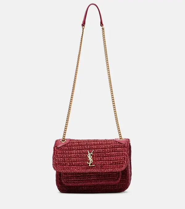 Saint Laurent Niki Mini Raffia Shoulder Bag - Red