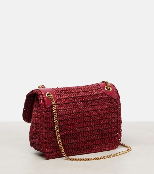 Saint Laurent Niki Mini Raffia Shoulder Bag - Red